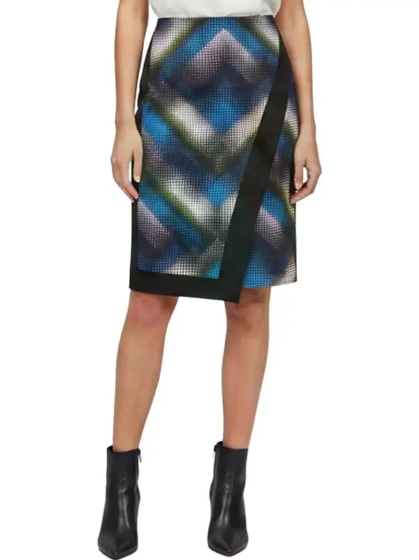 Karen Millen Graphic Dot Print Wrap Midi Skirt - Black