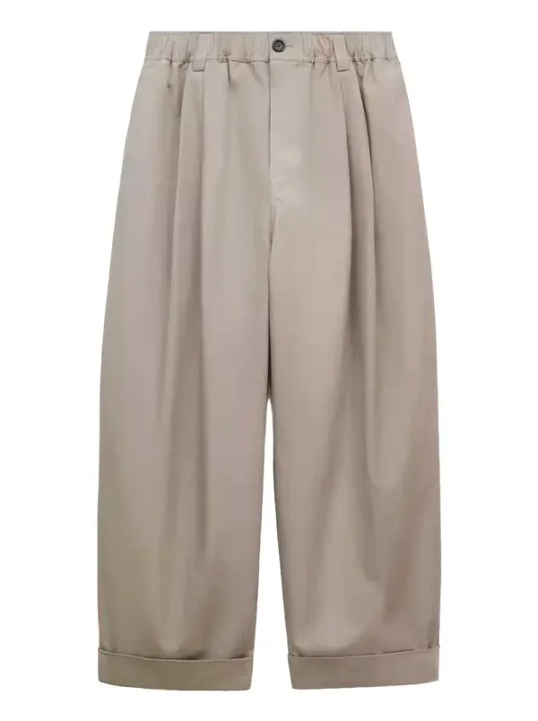 Marni Canvas Pleated Trousers With Elasticated Waistband - Grey