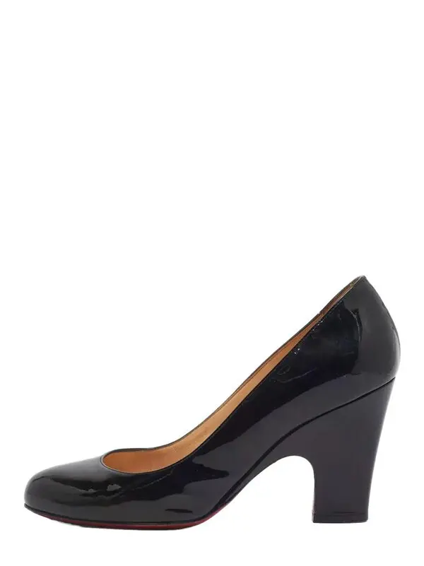 CHRISTIAN LOUBOUTIN Leather Patent Finish Block Heel Pumps - Black