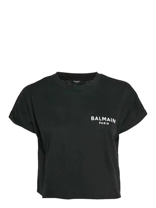 Balmain Logo Print Cropped T-shirt - Black