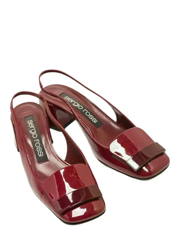 SERGIO ROSSI Square-toe Slingback Pumps - Red