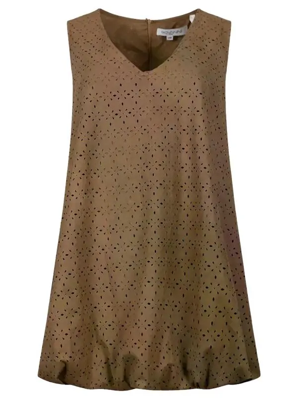 GIOVANNI PARIS Broderie Anglaise Bubble Hem Dress - Brown
