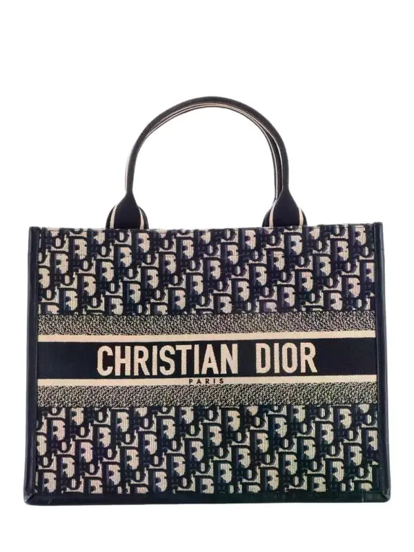 Dior Book With Strap Oblique Canvas Medium Tote Bag - Blue