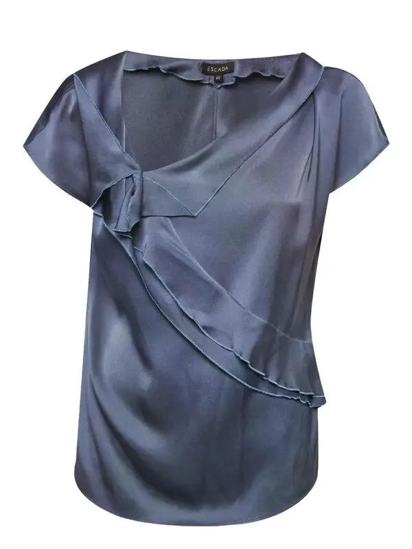 Escada Sleeveless Ruffle Top - Blue