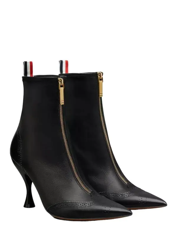 Thom Browne Wingtip Leather Ankle Boots - Black