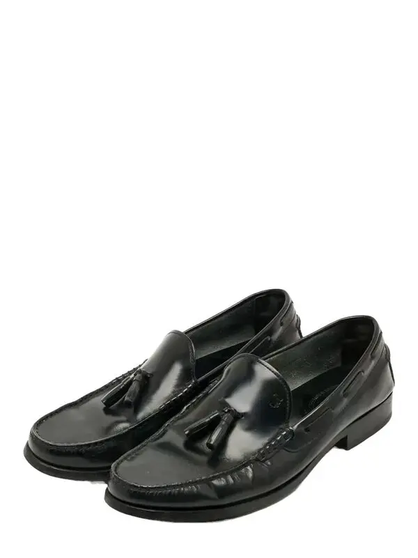 TOD'S Leather Tassel Fringe Loafers - Black