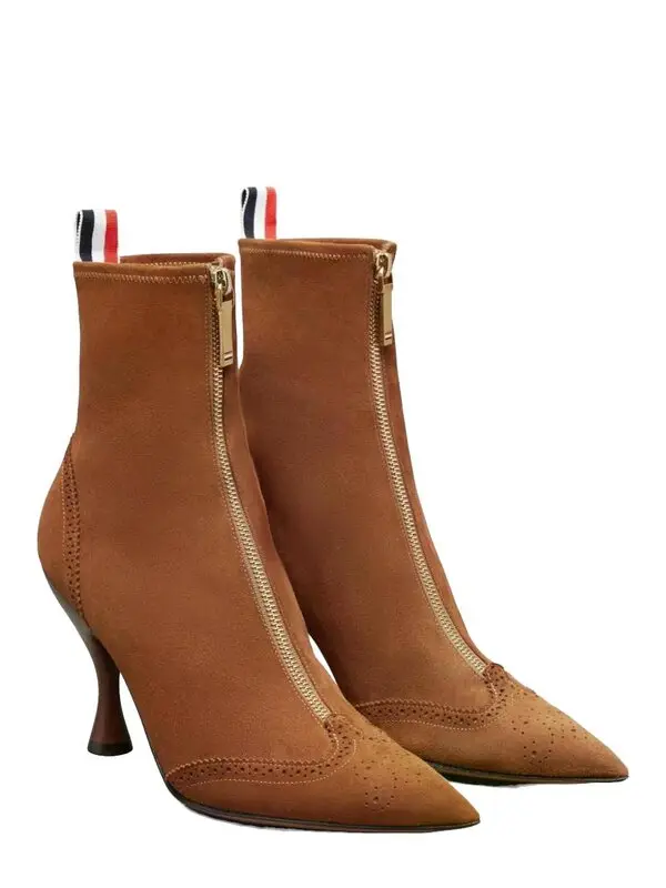 Thom Browne 90mm Wingtip Suede Ankle Boots - Brown