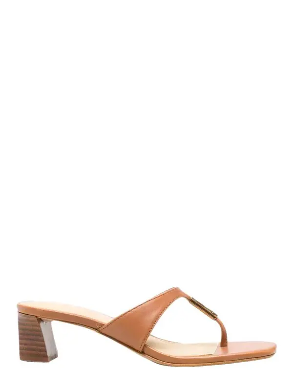 Guess Logo-plaque Thong-strap Heeled Sandals - Brown