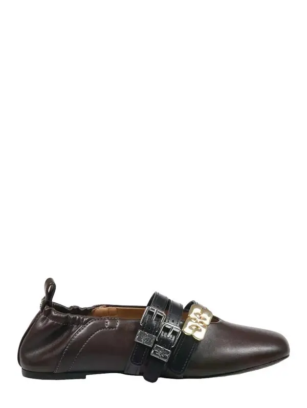 GANNI Buckle-strap Ballet Flats - Brown