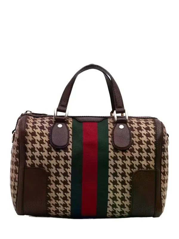 Gucci Cotton Web Boston Bag Satchel - Brown