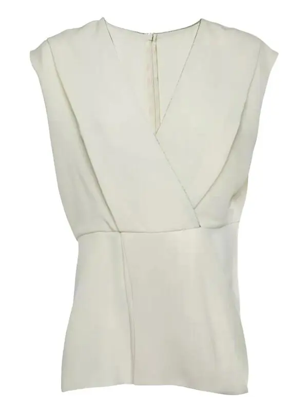 Max Mara Cream Beige Draped Crepe V-neck Sleeveless Top - Neutrals