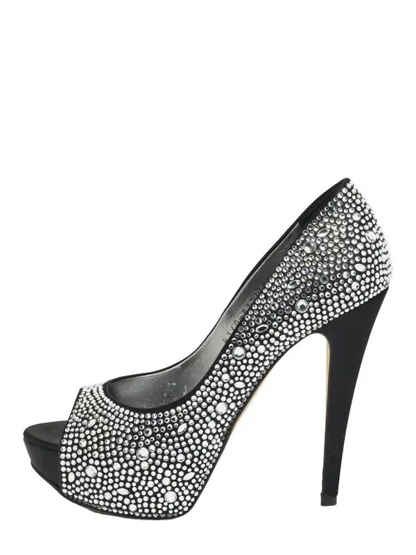 GINA Crystal-embellished Peep-toe Pumps - Silver
