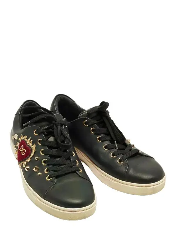 Dolce & Gabbana Heart Studded Sneakers - Black