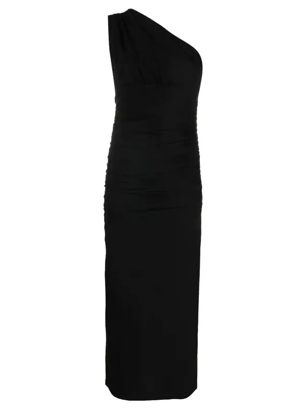 Herve Leger One-shoulder Ruched Jersey Maxi Dress - Black