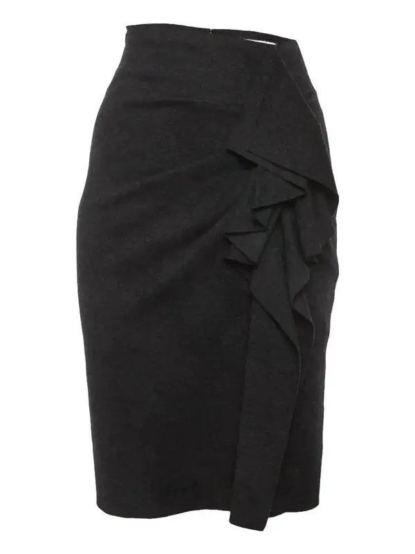 Max Mara Ruffled Midi Skirt - Grey