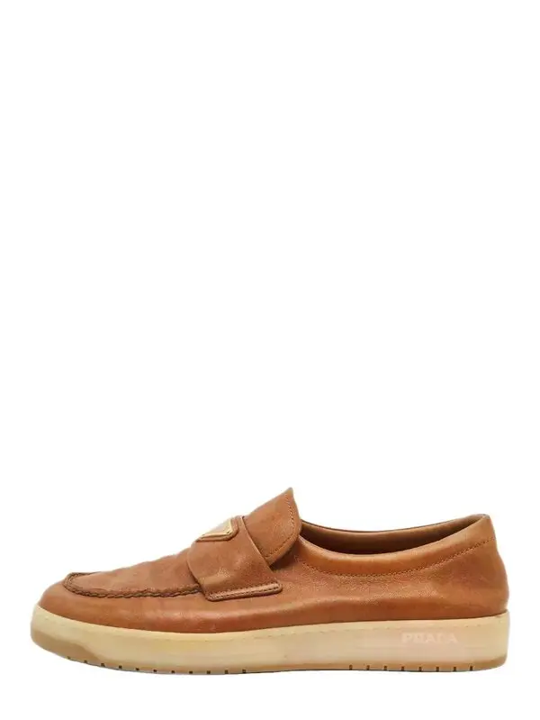Prada Logo Plaque Loafers - Brown