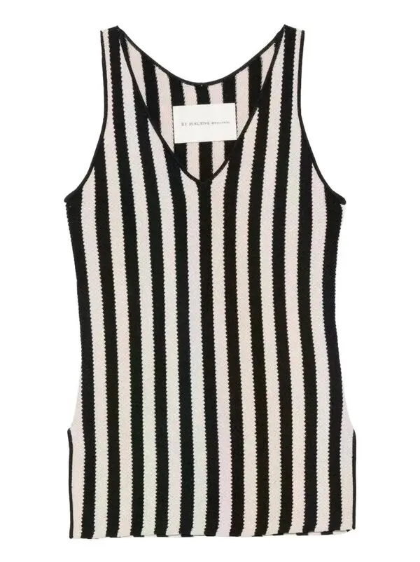 BY MALENE BIRGER Hallie Striped V-neck Top - Black