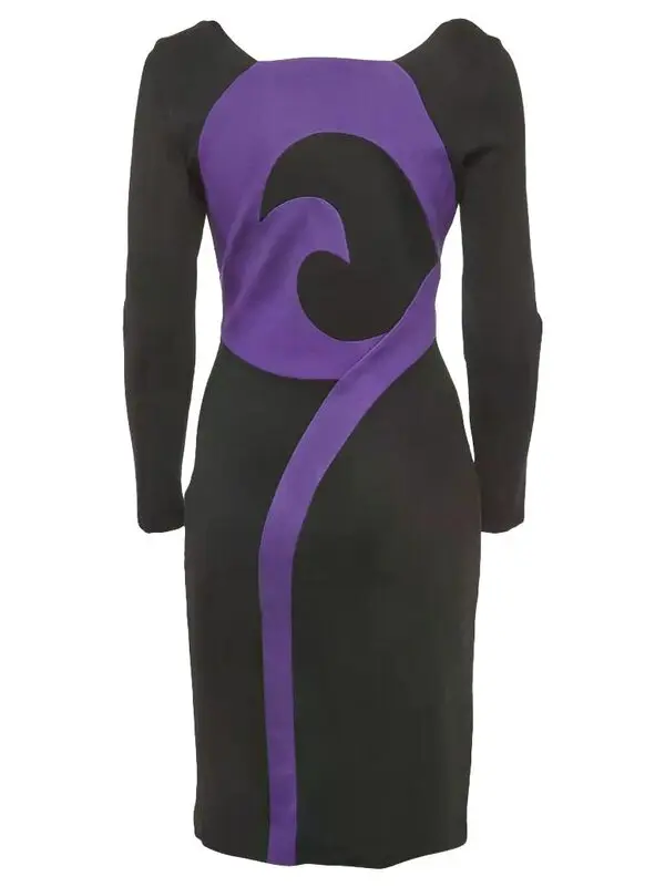 Versace Abstract Pattern Long Sleeve Midi Dress - Black