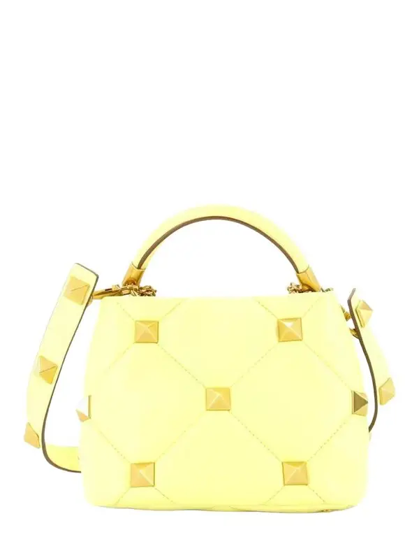 Valentino Garavani Roman Stud Quilted Leather Small Satchel - Yellow