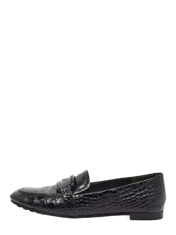 Tory Burch Croc-embossed Leather Loafers - Black