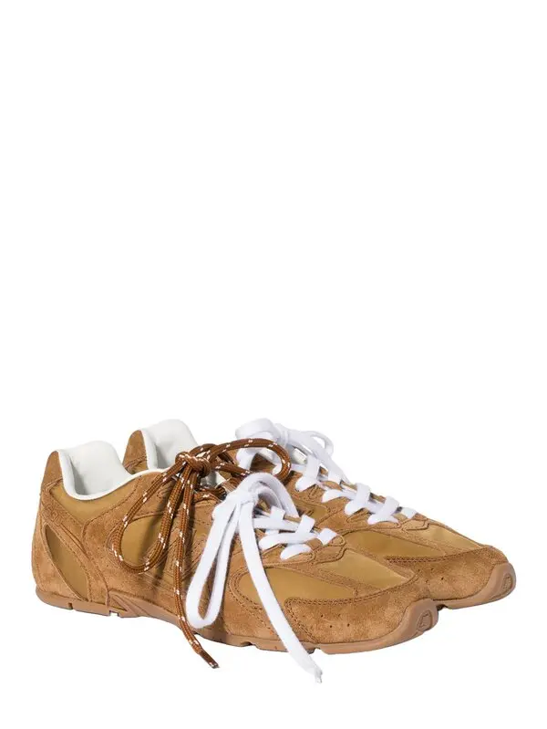 Miu Miu New Balance X Technical Fabric And Suede Sneakers - Beige