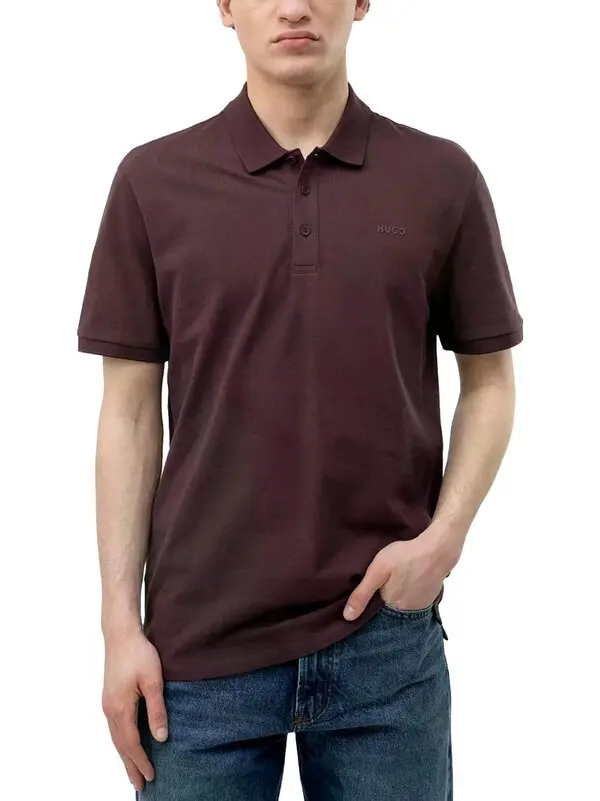 Hugo Logo-embroidered Piqué Polo Shirt - Brown