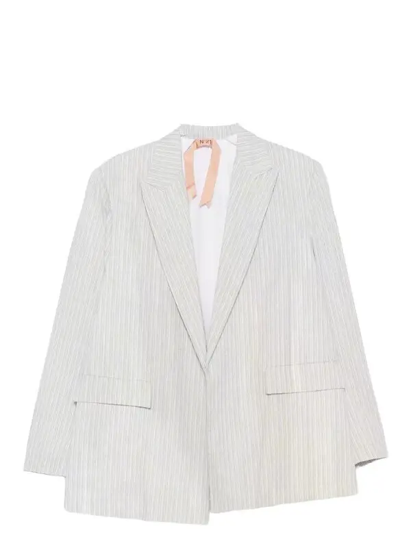 N°21 Pinstripe Pattern Peak-lapel Blazer - Blue