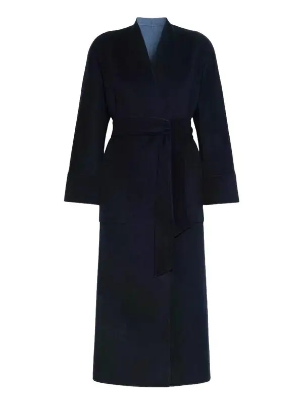 Max Mara Reversible Belted Virgin Wool Coat - Blue