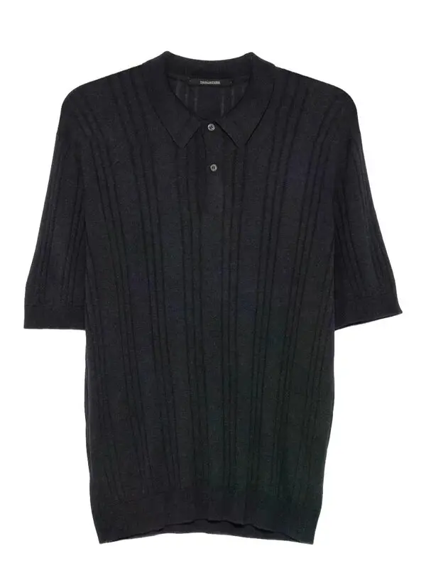 Tagliatore Peyton Ribbed-knit Polo Shirt - Blue