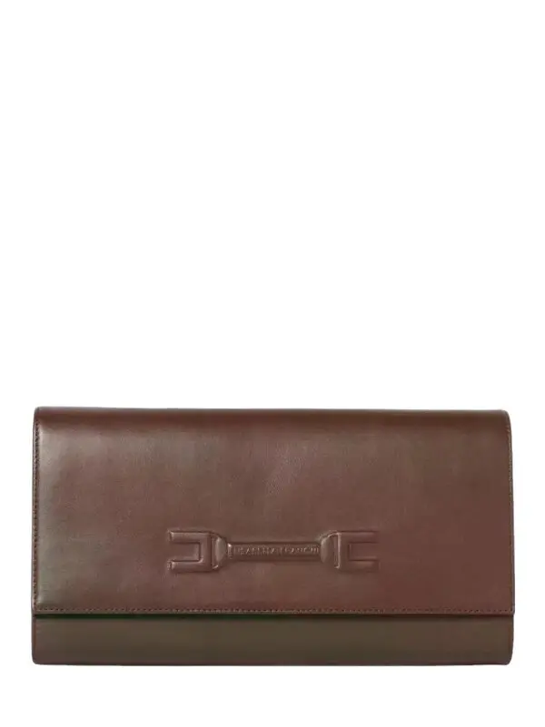 Elisabetta Franchi Leather Clutch Bag - Brown