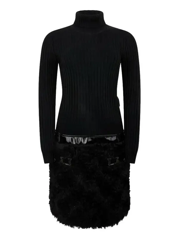 Moschino Long Sleeve Turtleneck Mini Dress - Black