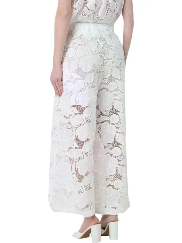 MEIMEIJ Floral-lace Wide-leg Trousers - White