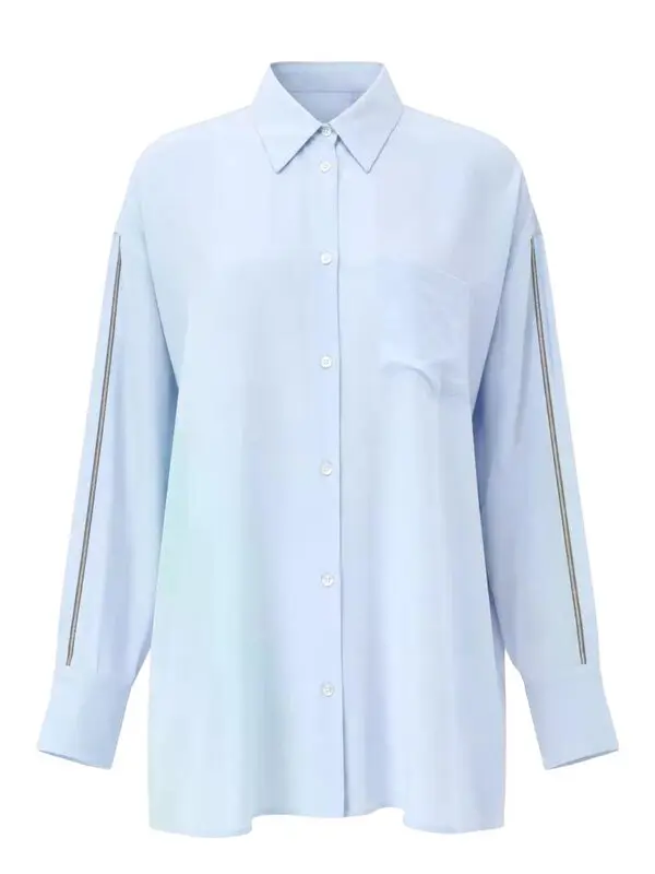 Fabiana Filippi Embellished Crêpe De Chine Shirt - Blue