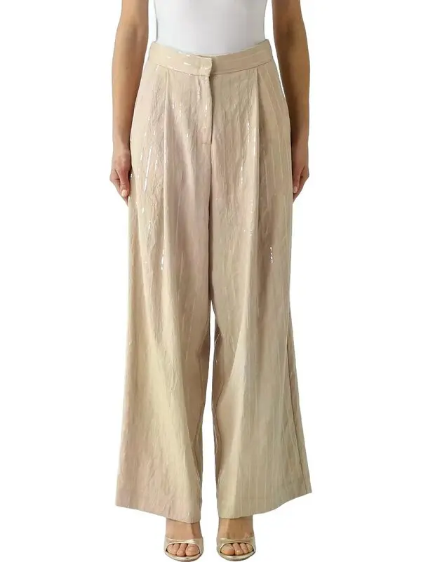 MEIMEIJ Sequin Embellished Wide-leg Trousers - Neutrals