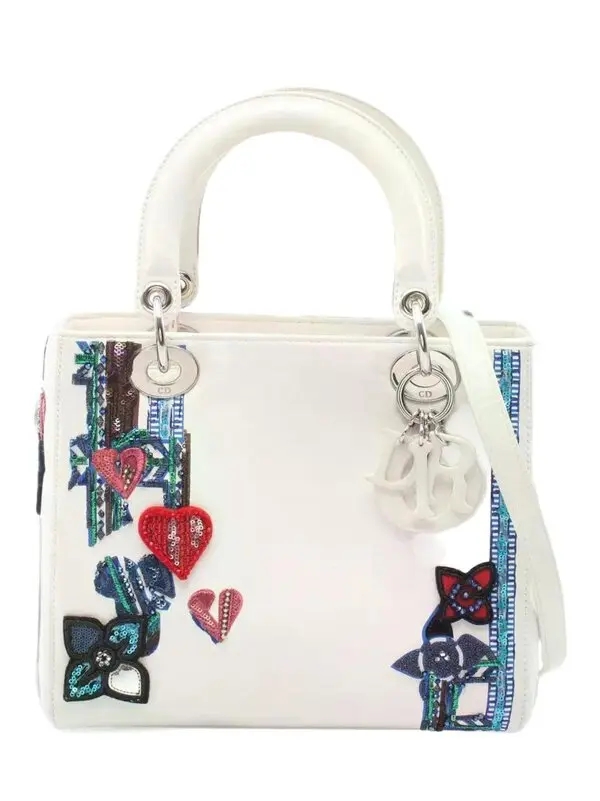 Dior Lady Sequin Patch Handbag - White