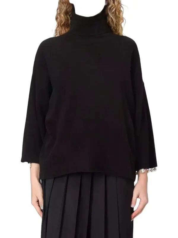 MEIMEIJ Pearl Embellished Roll Neck Sweater - Black