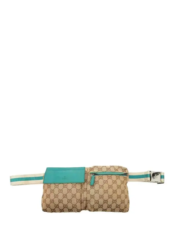 Gucci Gg Canvas Web Double Pocket Belt Bag - Blue