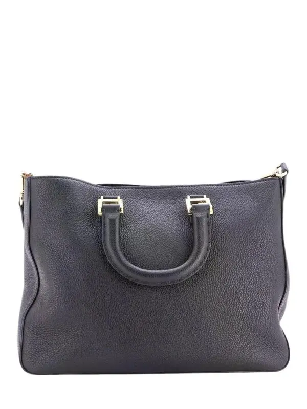 Fendi Selleria Ff Handle Tote Leather Medium Satchel - Black