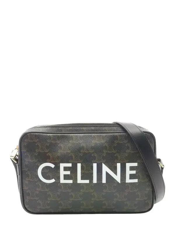 Celine Medium Triomphe Coated Canvas Bag - Black