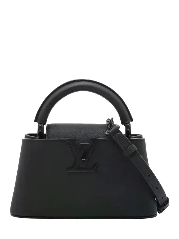 LOUIS VUITTON Taurillon Mini Capucines East West Satchel - Black
