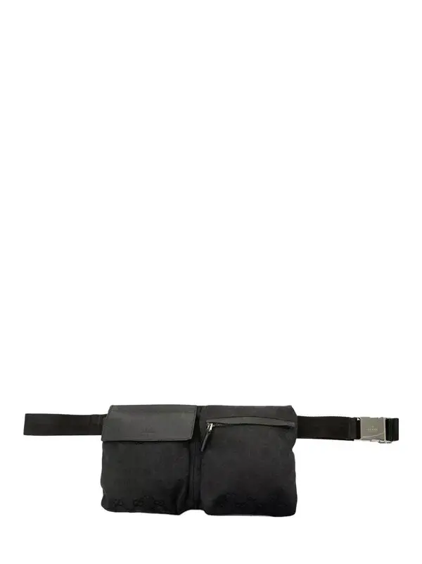 Gucci Gg Canvas Double Pocket Belt Bag - Black