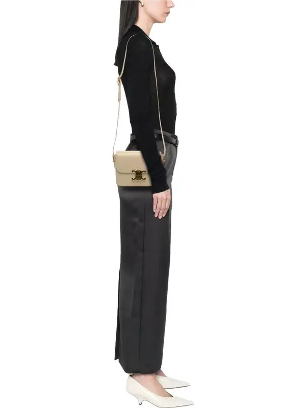 Celine Shiny Calfskin Triomphe Crossbody Bag - Neutrals