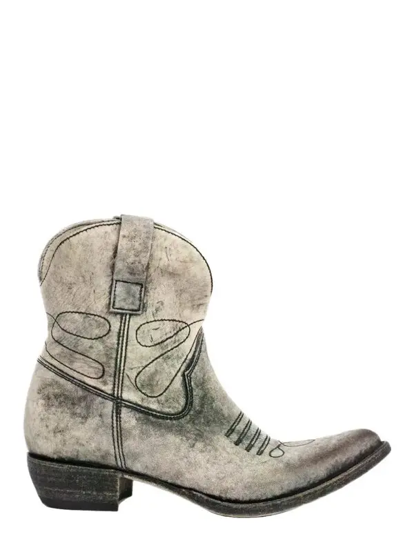 SHOTO Leather Cowboy Boots - Grey