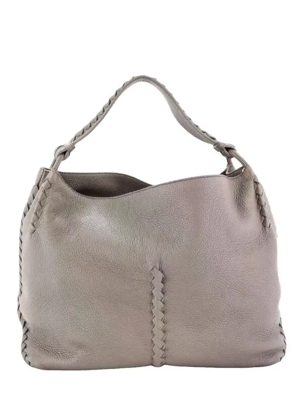 Bottega Veneta Open Cervo Hobo Bag With Intrecciato Detail - Grey