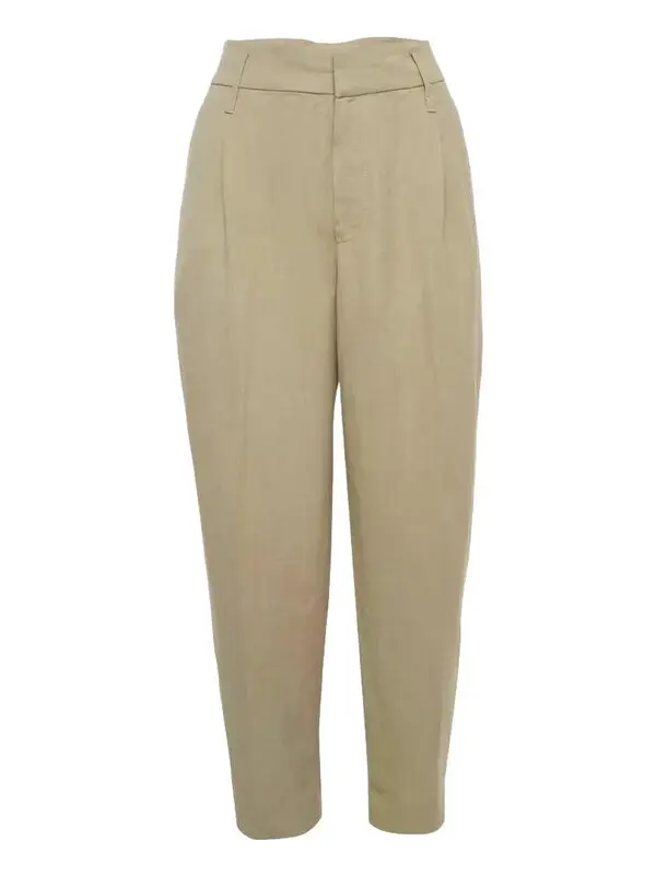 Brunello Cucinelli Beige Twill Pleated Straight-fit Trousers - Neutrals