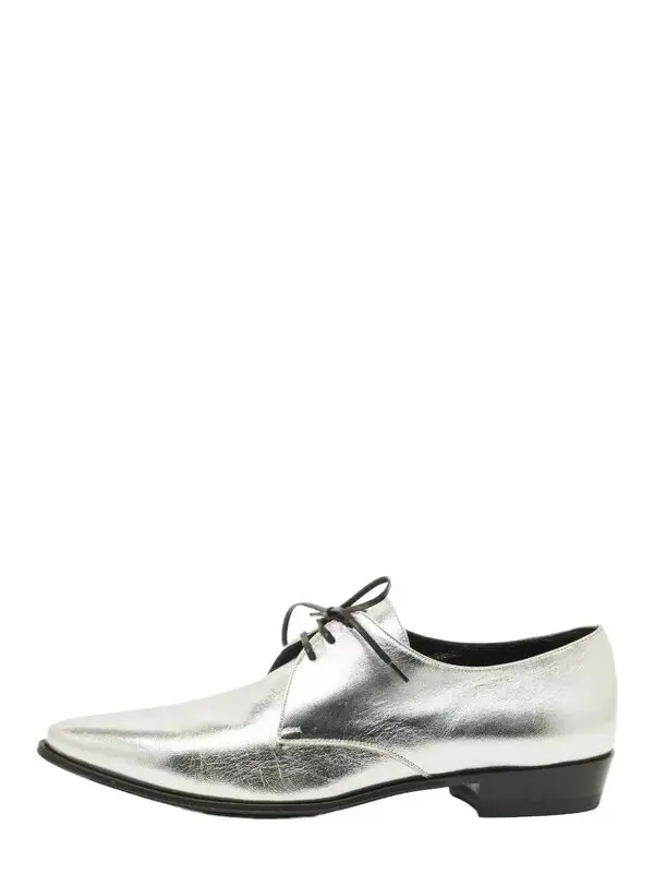 Celine Tone Metallic Lace-up Oxford Shoes - Silver