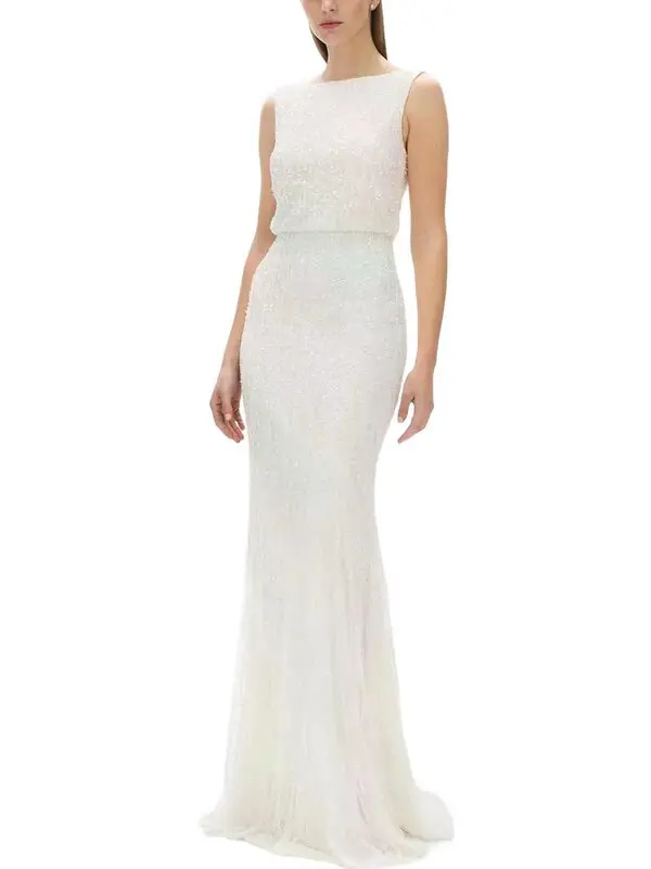 Rachel Gilbert Ava Sequin-embellished Maxi Dress - Silver