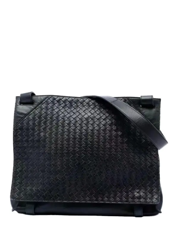 Bottega Veneta Intrecciato Trimmed Nappa Messenger Bag - Black