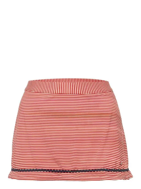 Emporio Armani Striped Jersey Mini Skirt - Red