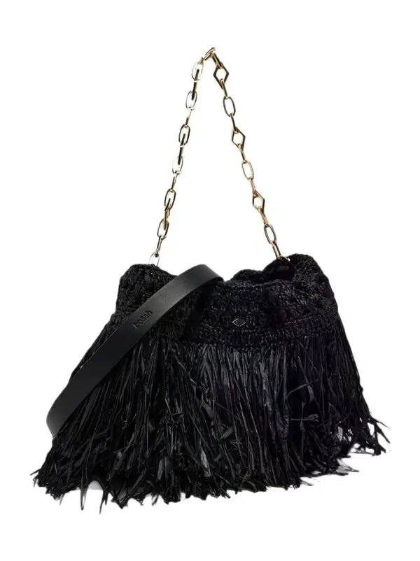 Ba&sh June Raffia Clutch Bag - Black